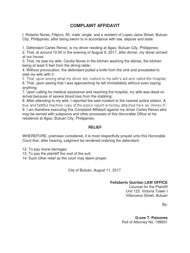 Complaint Affidavit | PDF