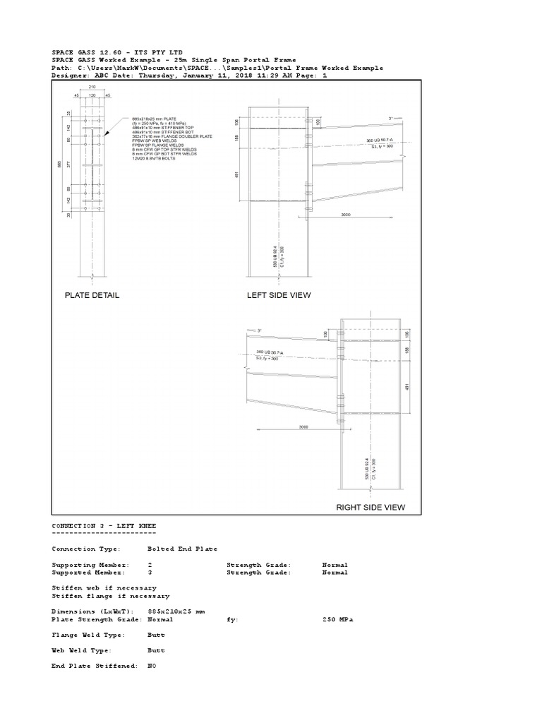 Portal Frame Knee Connection Report Sample | PDF | Screw | Beam (Structure)