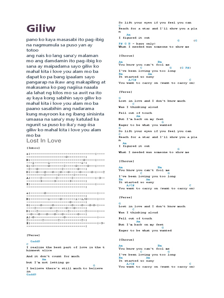 Giliw Song Lyrics and Chords | PDF | Song Structure | Songs