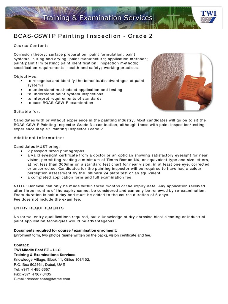 BGAS Painting Inspector Grade 2 | PDF