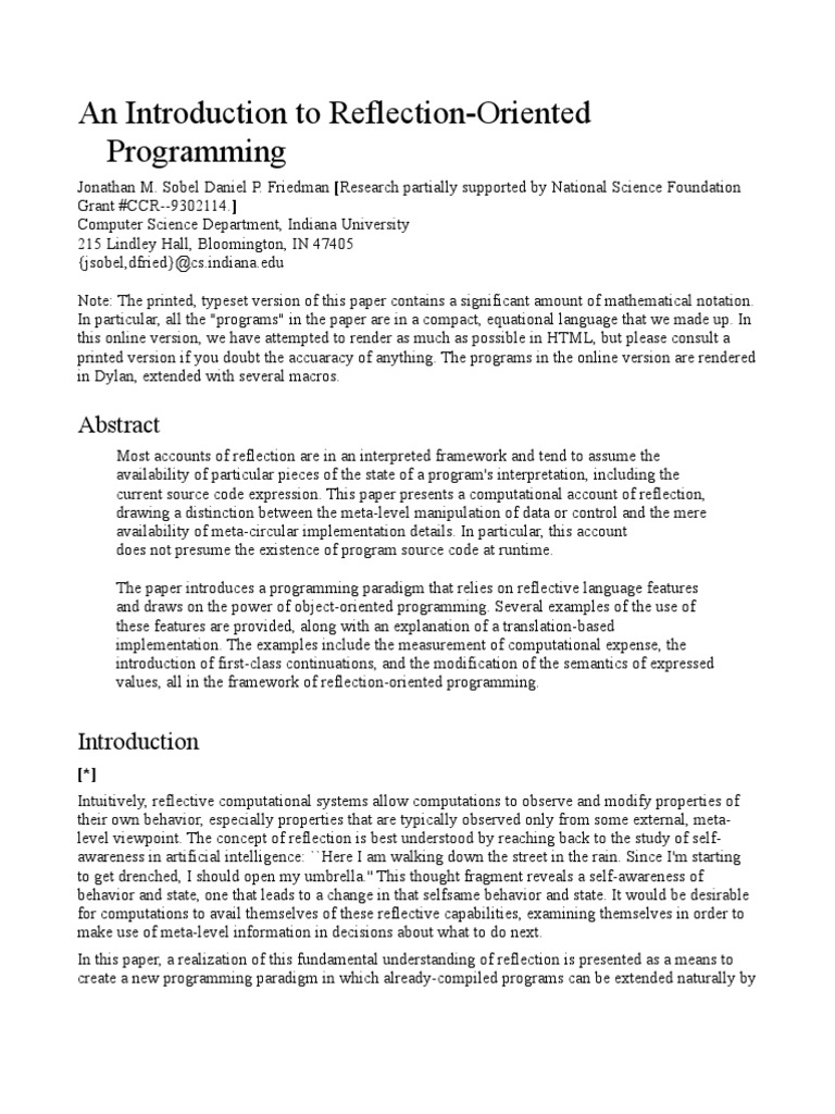 Reflection Oriented Programming Explained Pdf Computers