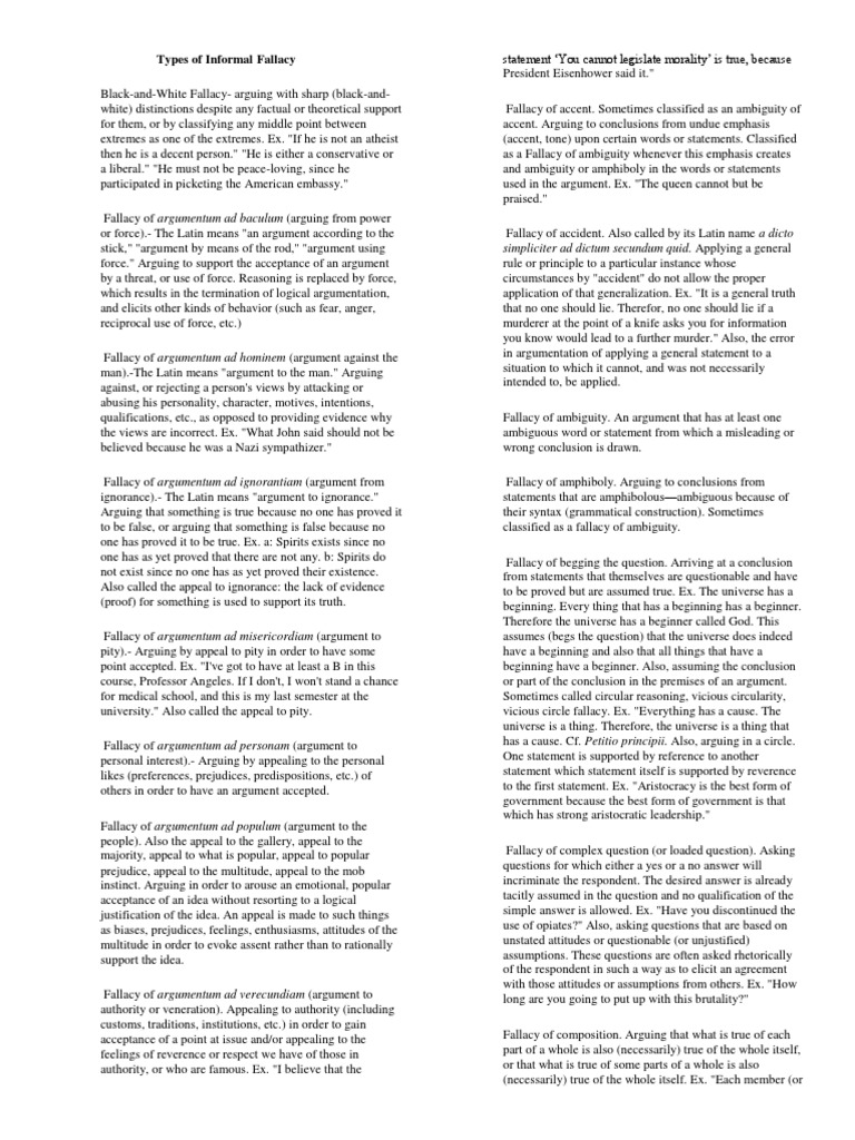 Types of Informal Fallacy | PDF | Fallacy | Argument