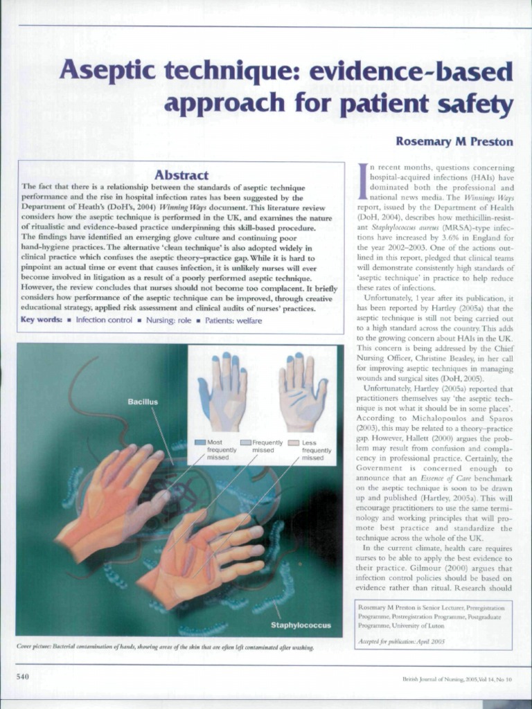Aseptic Technique Infection Control | PDF | Infection Control | Hand ...