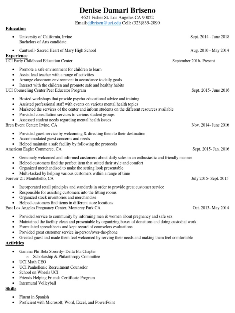 Denise Briseno Resume 2018 | PDF | Further Education | Teachers