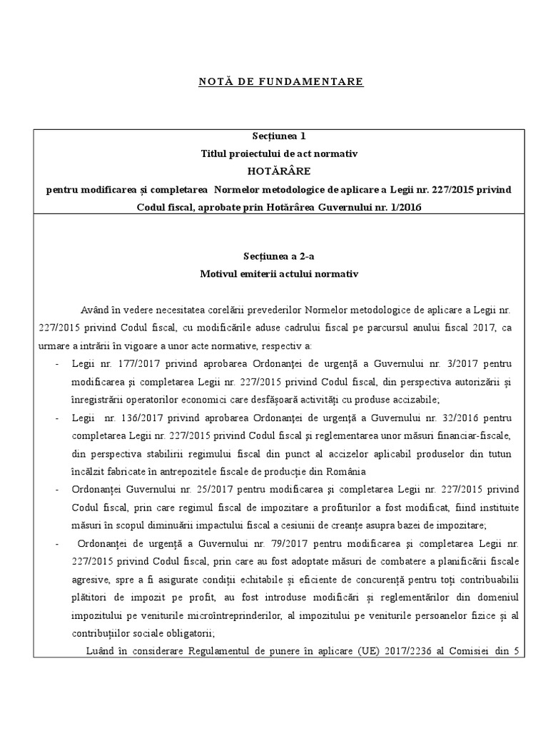 Nota de fundamentare