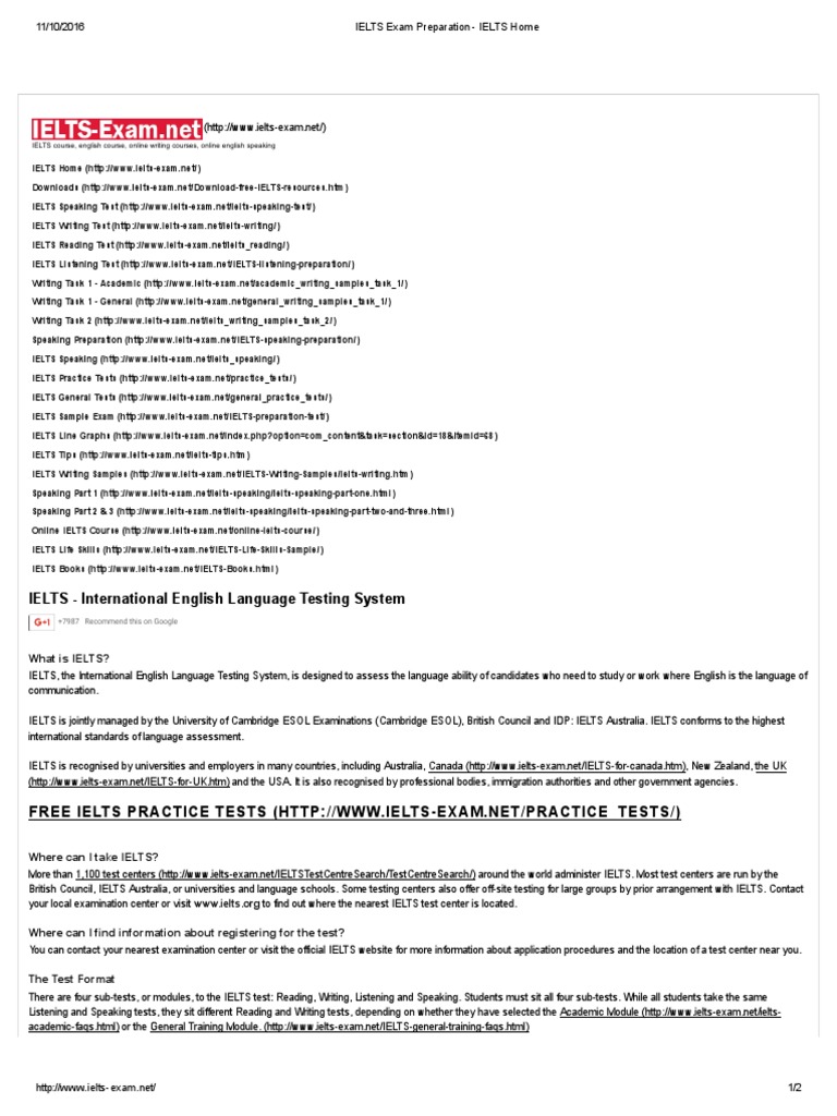 IELTS Exam Preparation - IELTS Home PDF | PDF | International English ...