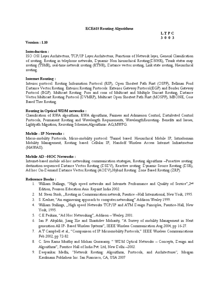ECE618 Routing-Algorithms TH 1.1 AC37 PDF | PDF | Routing | Communications Protocols