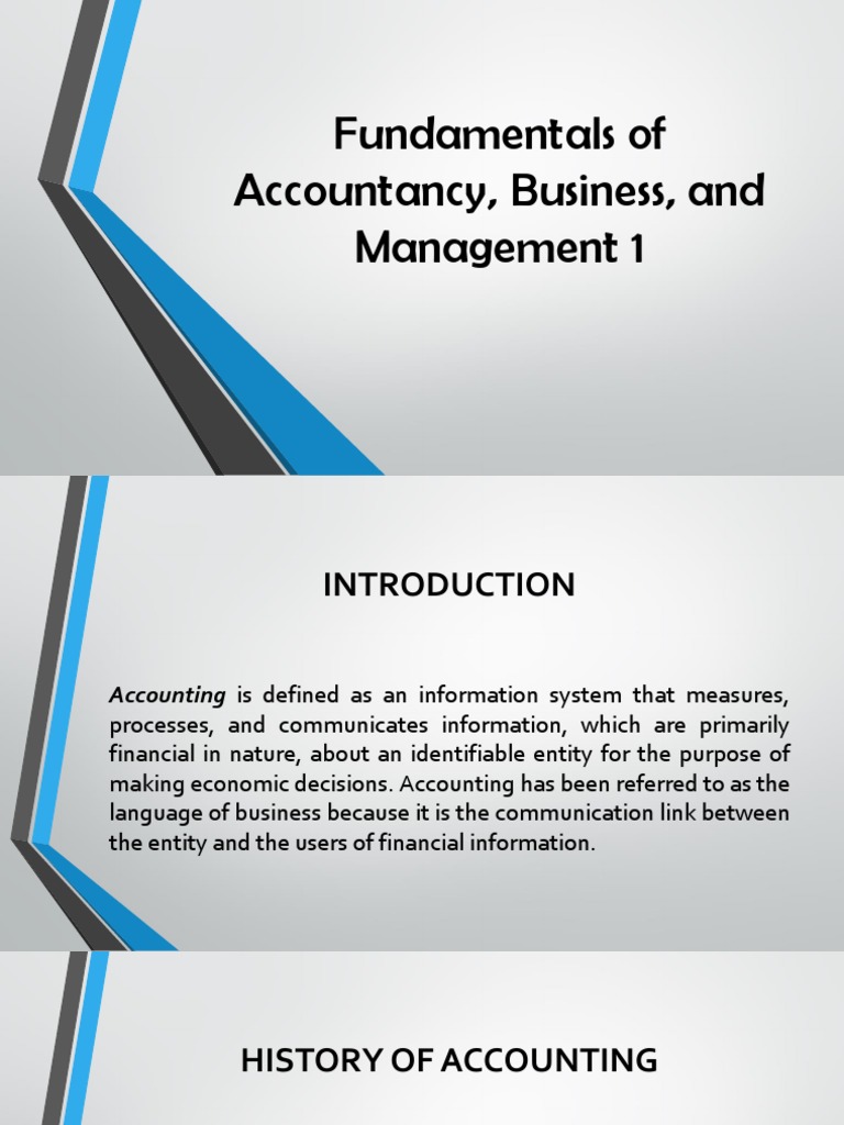 Fundamentals of Accountancy, Business, and Management | PDF ...