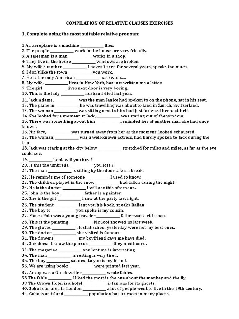 Compilation of Relative Clauses Exercises | PDF | Scotland | Loch Ness ...