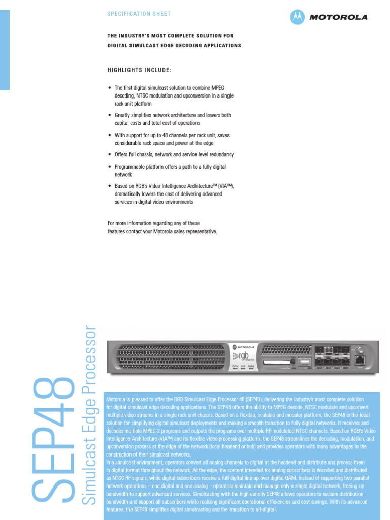 Motorola Sep48 0506 | PDF | Digital Television | Modulation