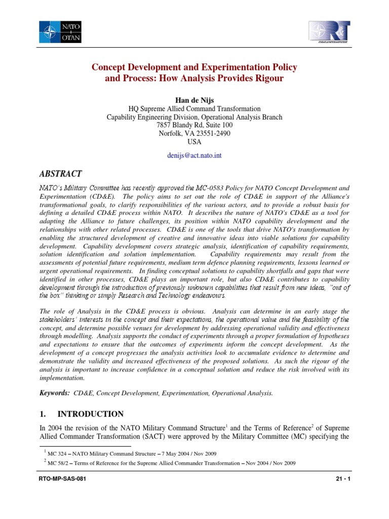 CD&E Policy and Process - How Analysis Provides Rigour PDF | PDF | Intelligence Analysis ...