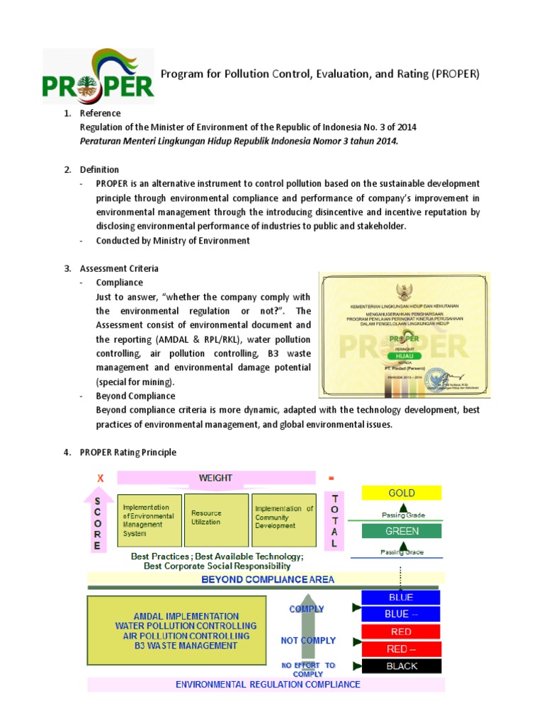 Program For Pollution Control, Evaluation, and Rating (PROPER) | PDF