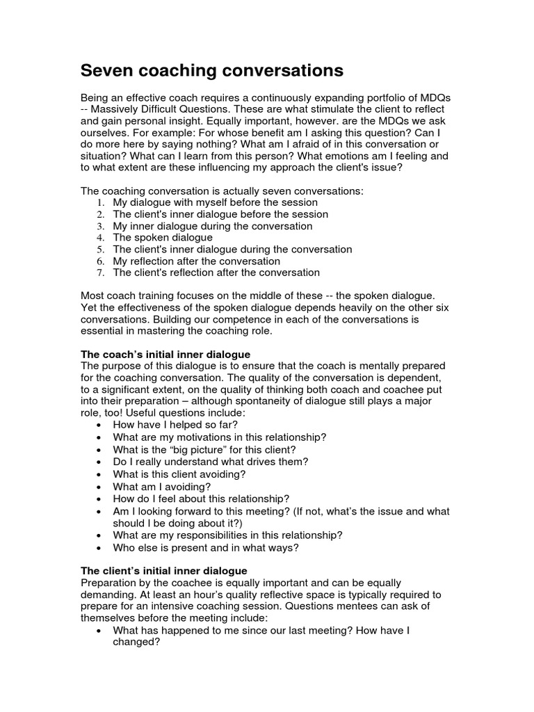 Seven Coaching Conversations | PDF | Conversation | Dialogue