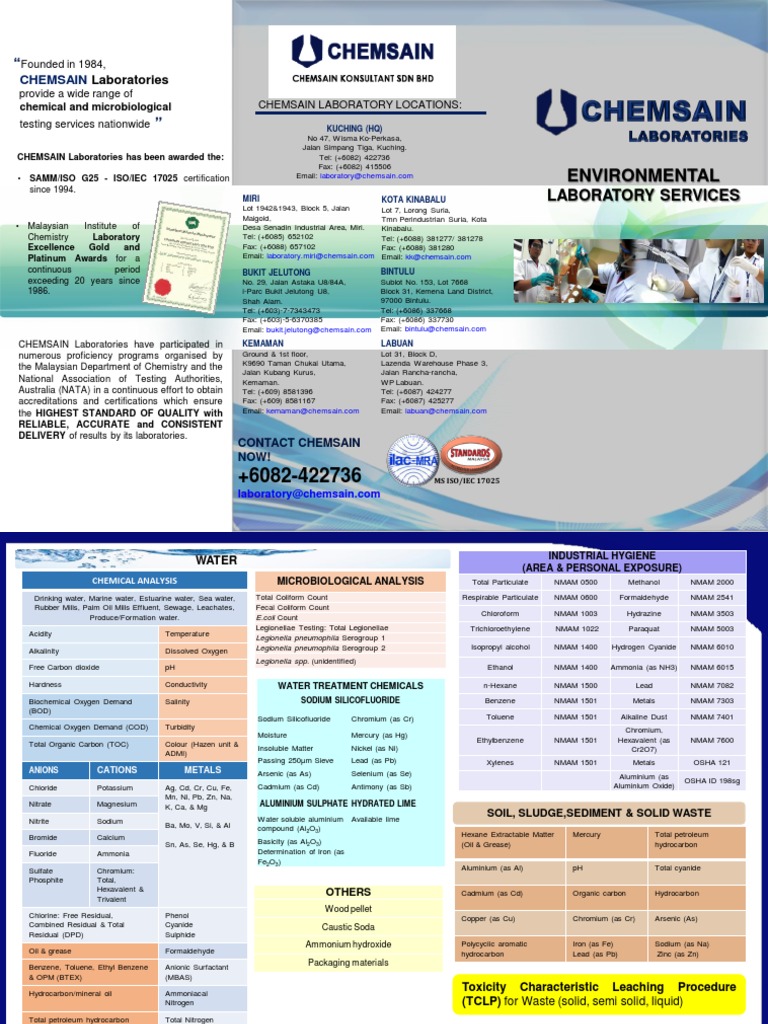 Chemsain Environmental Lab Services | PDF