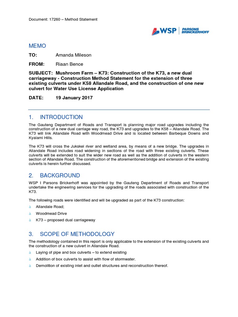 Appendix G3 Construction Method Statement | PDF | Erosion | Water Pollution
