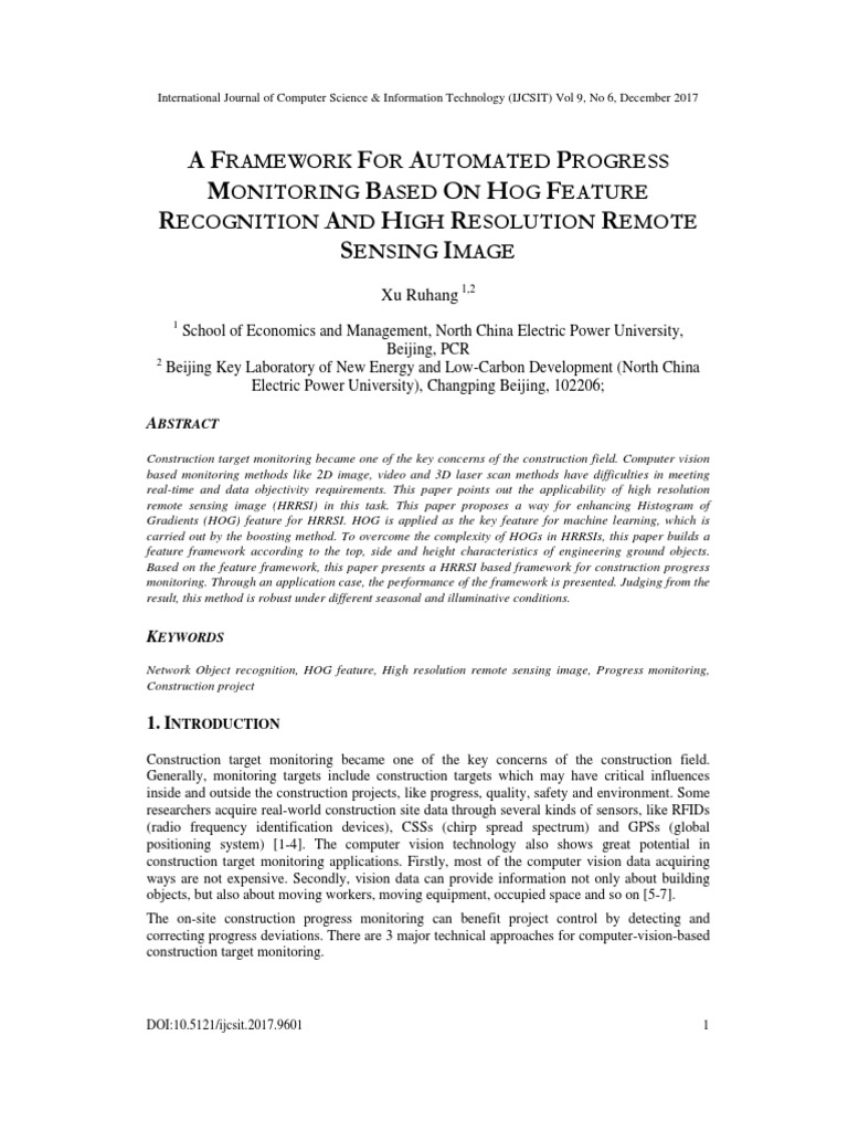 A Framework For Automated Progress Monitoring Based On Hog Feature ...