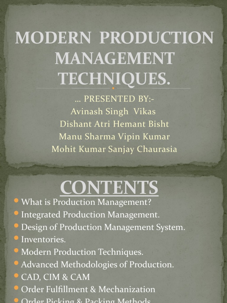Modern Production Management Techniques | PDF | Inventory | Production ...