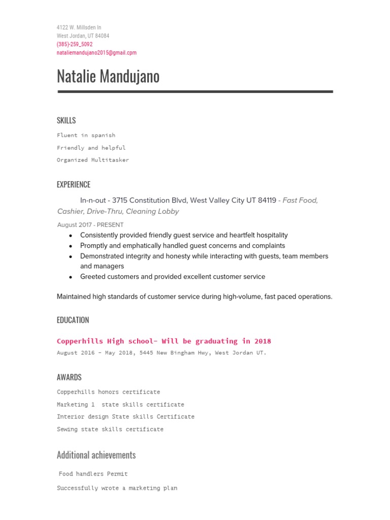 Natalie Mandujano's Resume | PDF | Career & Growth