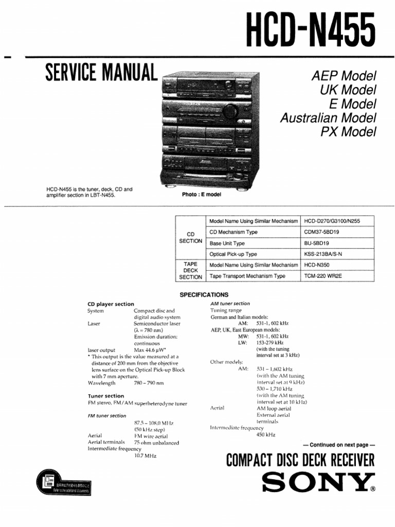 Sony HCD-N455 LBT-N455 PDF | PDF