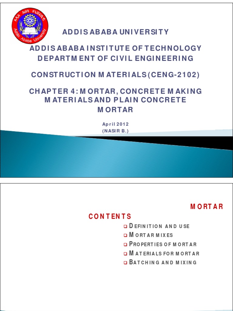 Chapter 4.1 Mortar | PDF | Mortar (Masonry) | Lime (Material)
