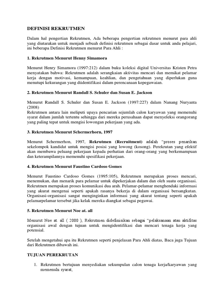Definisi Rekrutmen | PDF