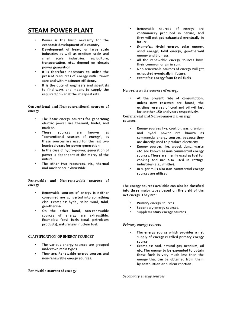 Steam Power Plant.pdf | Energy Development | Boiler
