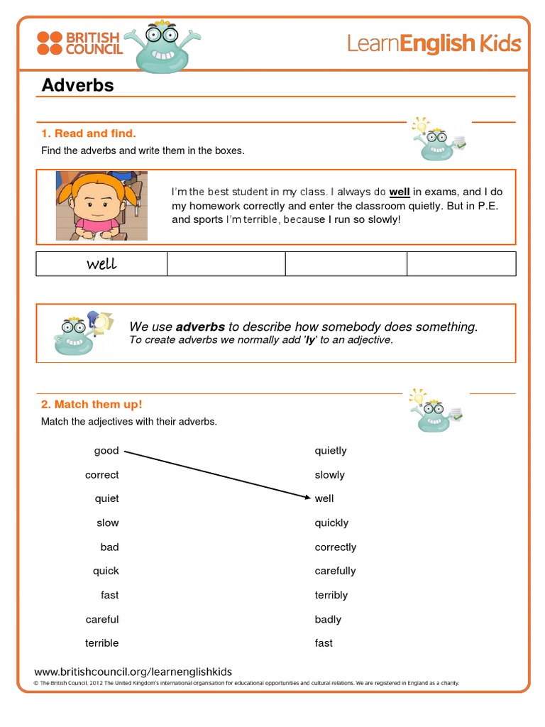 Adverbs Worksheet for Kids | PDF