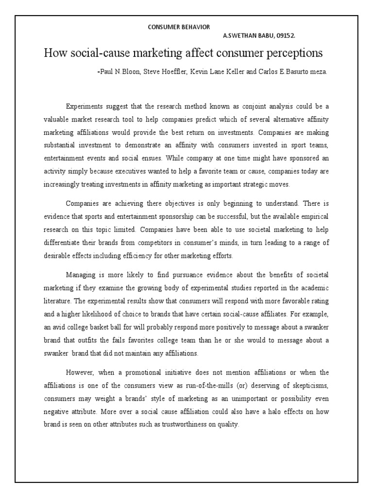 Impact of Social Cause Marketing | PDF | Marketing | Business Economics