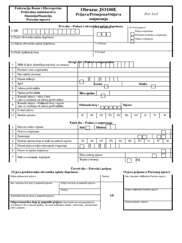 Obrazac JS3100E - PDF To Word | PDF