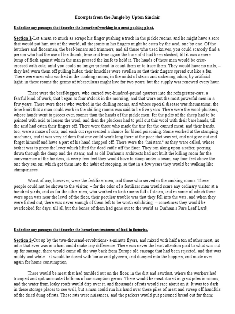 The Jungle Excerpts 1 and 2 | PDF | Foods | Nature