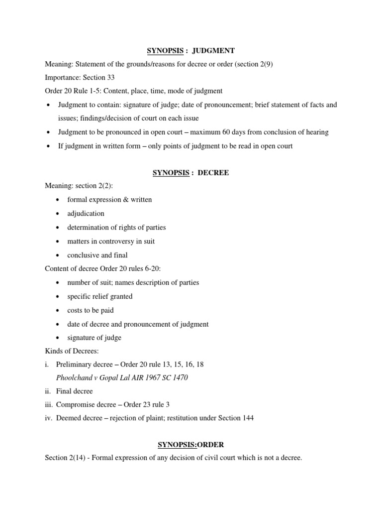 Legal Judgment and Decree Guide | PDF