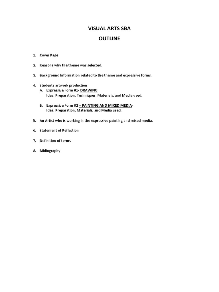 Visual Arts Sba 2018 | PDF | Art Media | Arts (General)