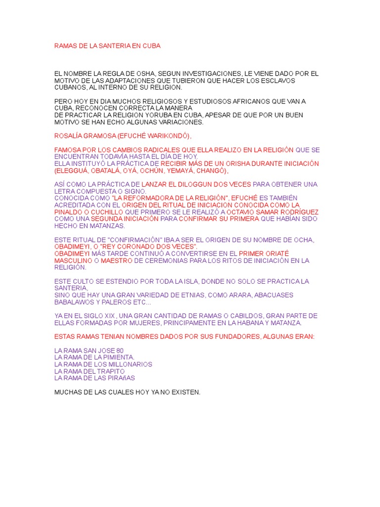 Ramas de La Santeria en Cuba | PDF | Santeria