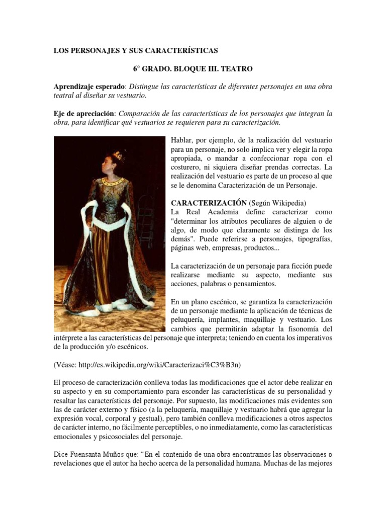 Los Personajes y Sus Características | PDF | Ciencia cognitiva | Cognición