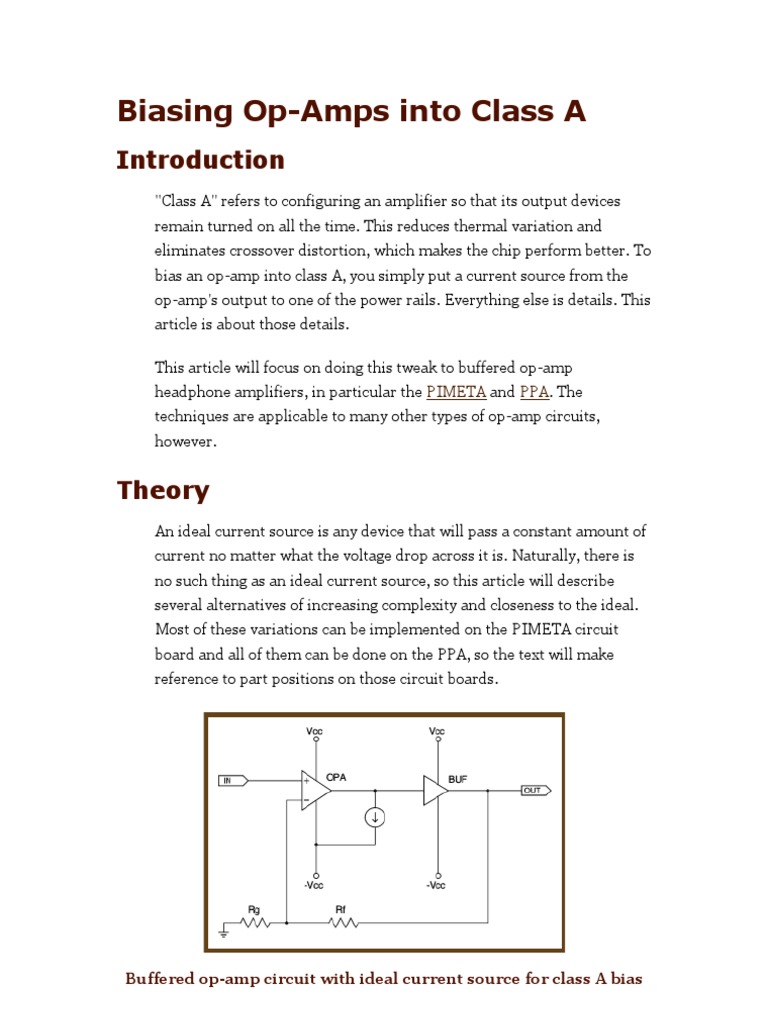 Biasing Op-Amps for Class A Operation | PDF | Operational Amplifier ...