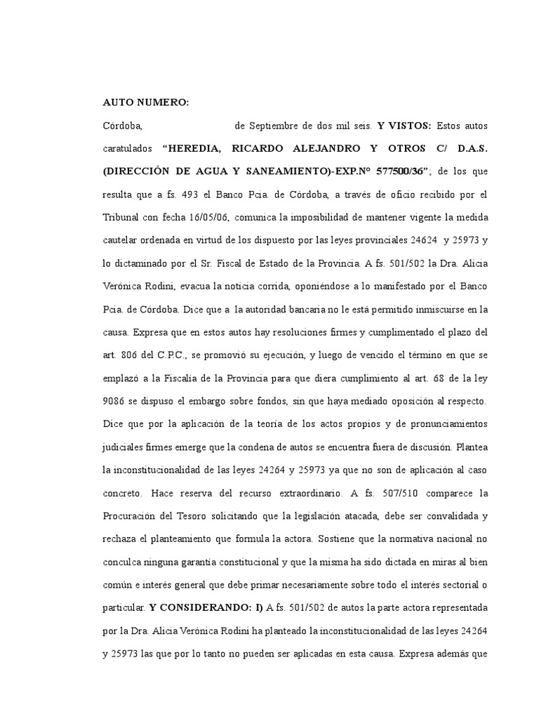Heredia C Das. Leyes 24264 y 25973 | PDF | Estado de los Estados Unidos | Sentencia (Ley)