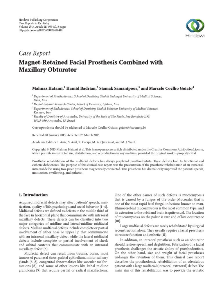 Case Report: Magnet-Retained Facial Prosthesis Combined With Maxillary ...