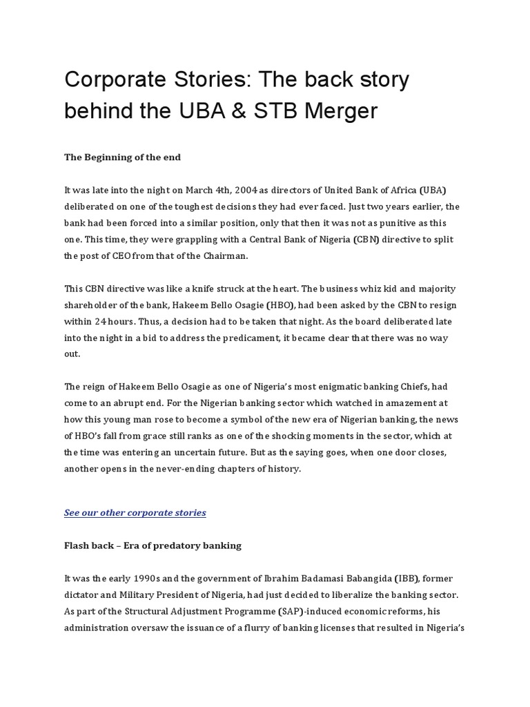 Corporate Stories | PDF | Mergers And Acquisitions | Deposit Account