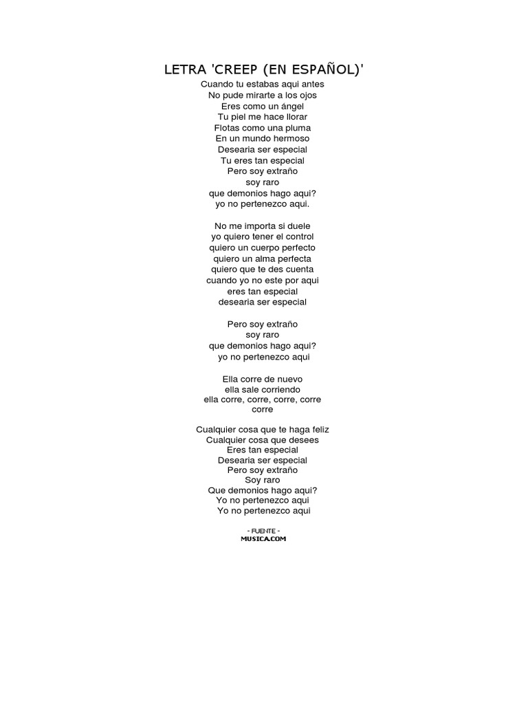 Creep-Letra en Español | PDF | Ocio