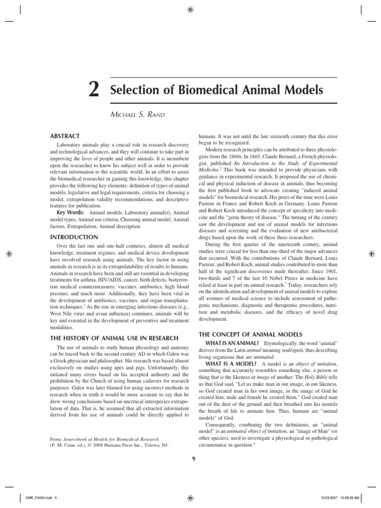 Selection of Biomedical Animal Models | PDF | Transgene | Model Organism