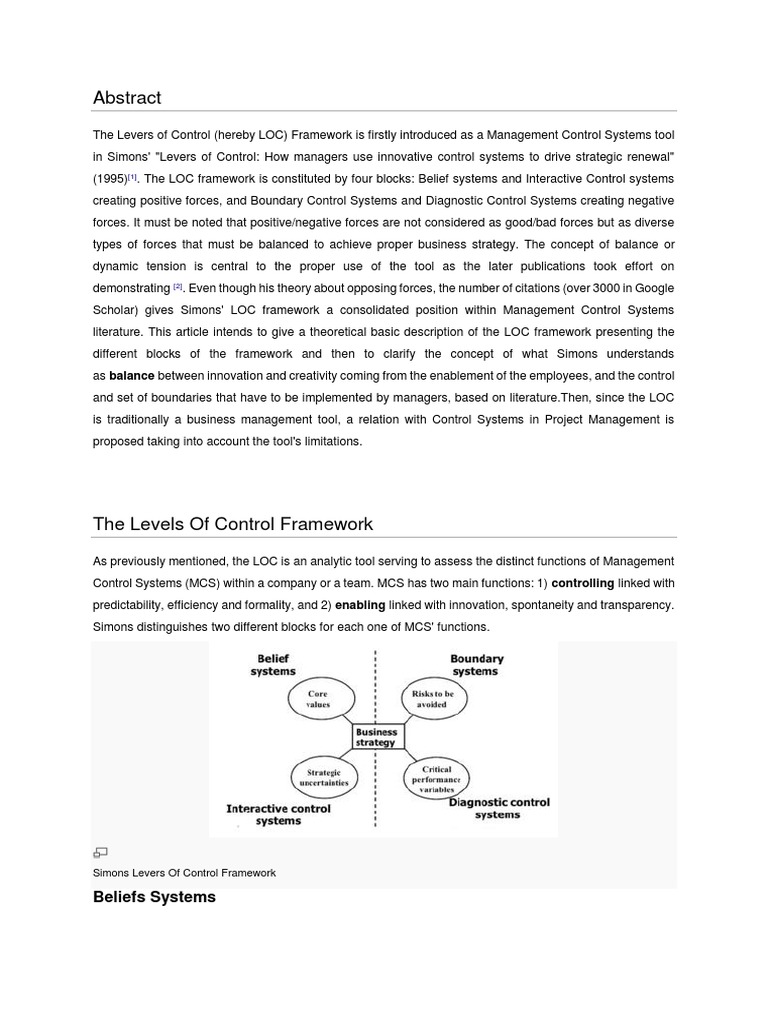 Four Levels of Control English | PDF | Strategic Management | Project ...
