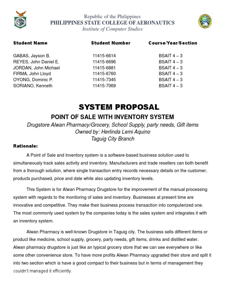 POS & Inventory System Proposal | PDF | Point Of Sale | Inventory