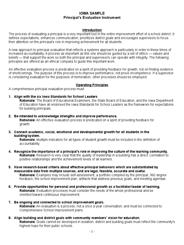 Principal Evaluation Instrument | PDF | Leadership | Goal