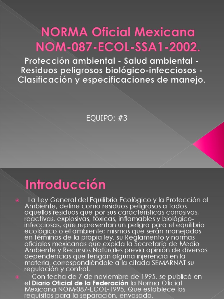 Norma Oficial Mexicana Nom 087 Ecol Ssa1 2002 | Laboratorios | Residuos