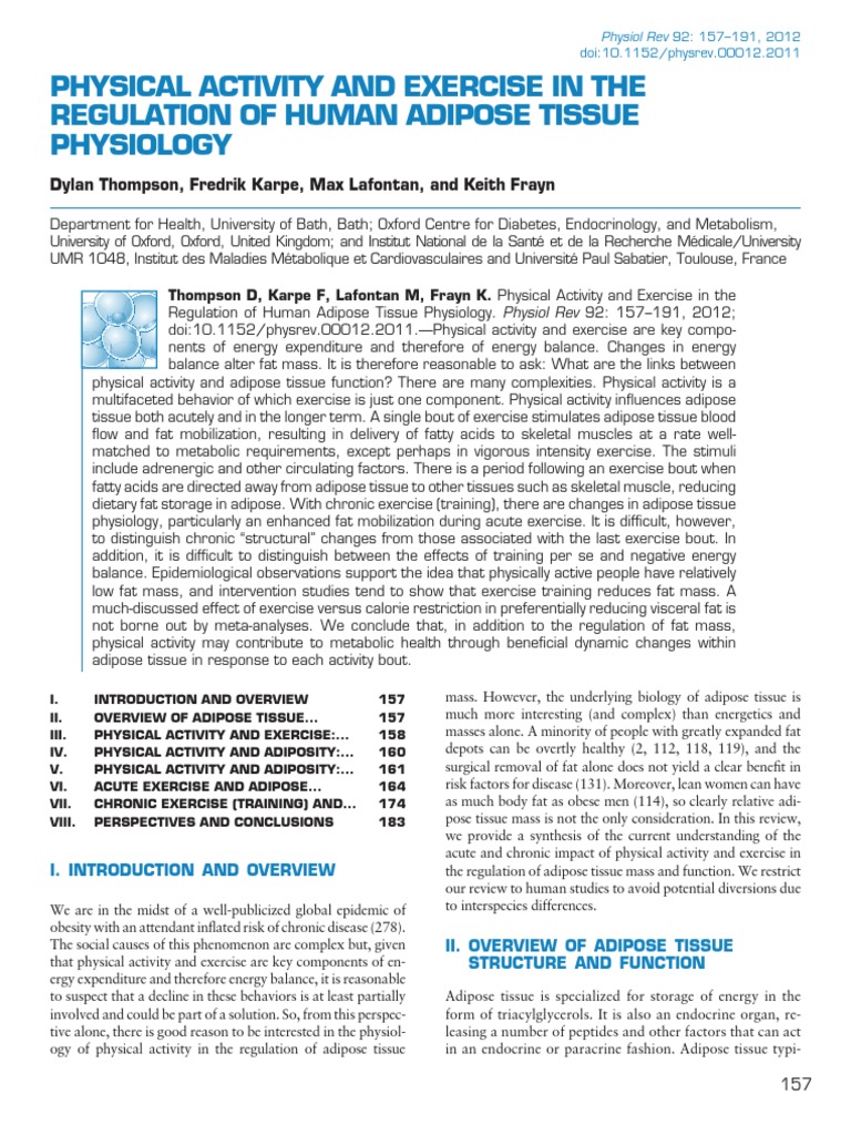 Physical Activity and Exercise in The Regulation of Human Adipose ...
