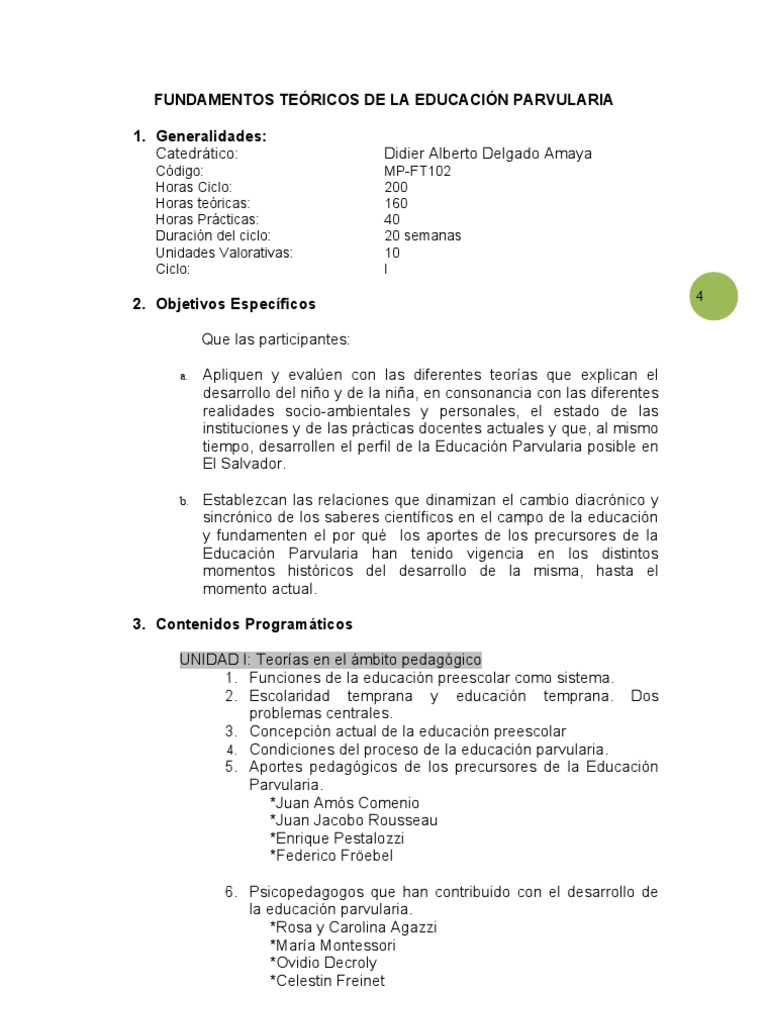 Programa de Asignatura - Fundamentos Teoricos Educacion Parvularia ...