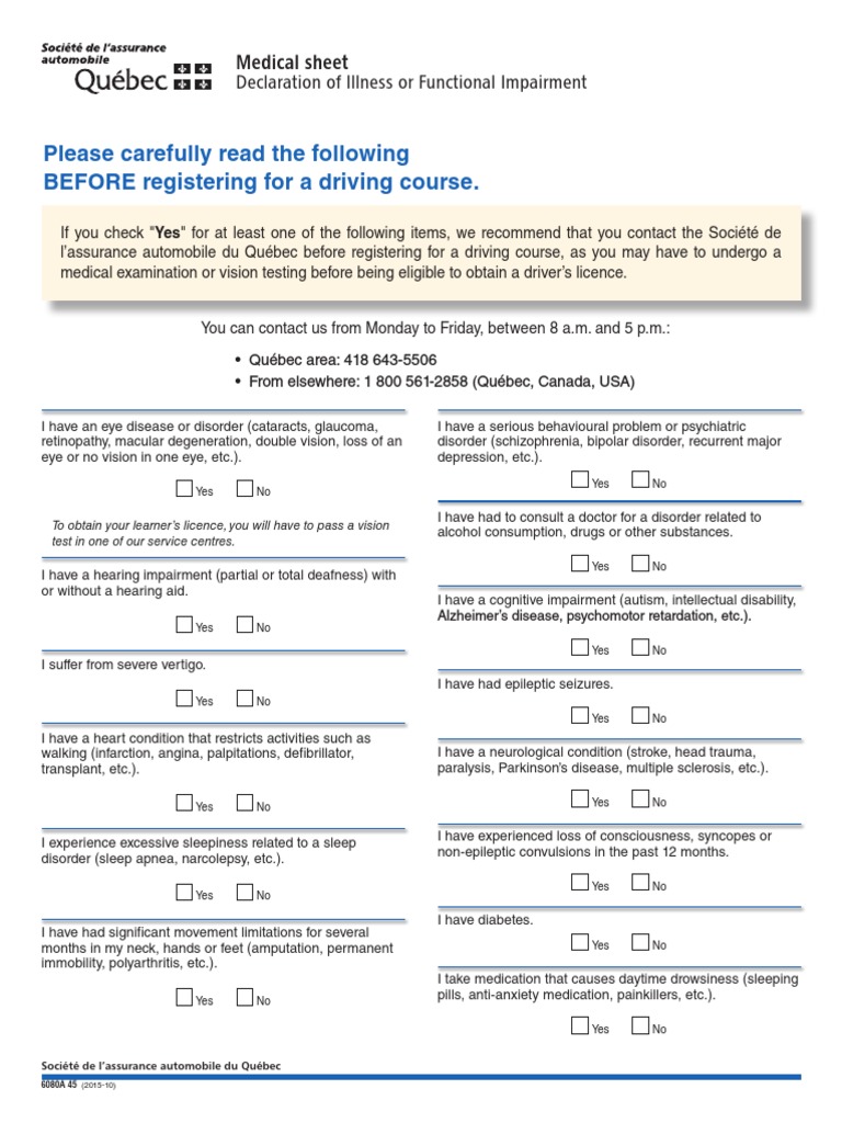 Questionnaire Before Driving Course | PDF | Intellectual Disability ...