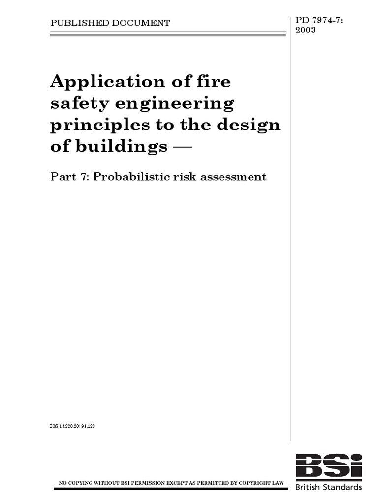 PD 7974-7-2003 - Application of Fire Safety Engineering Principles To The Design of Buildings ...