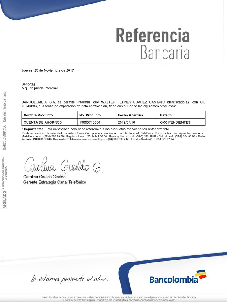 Certificado Bancario | PDF