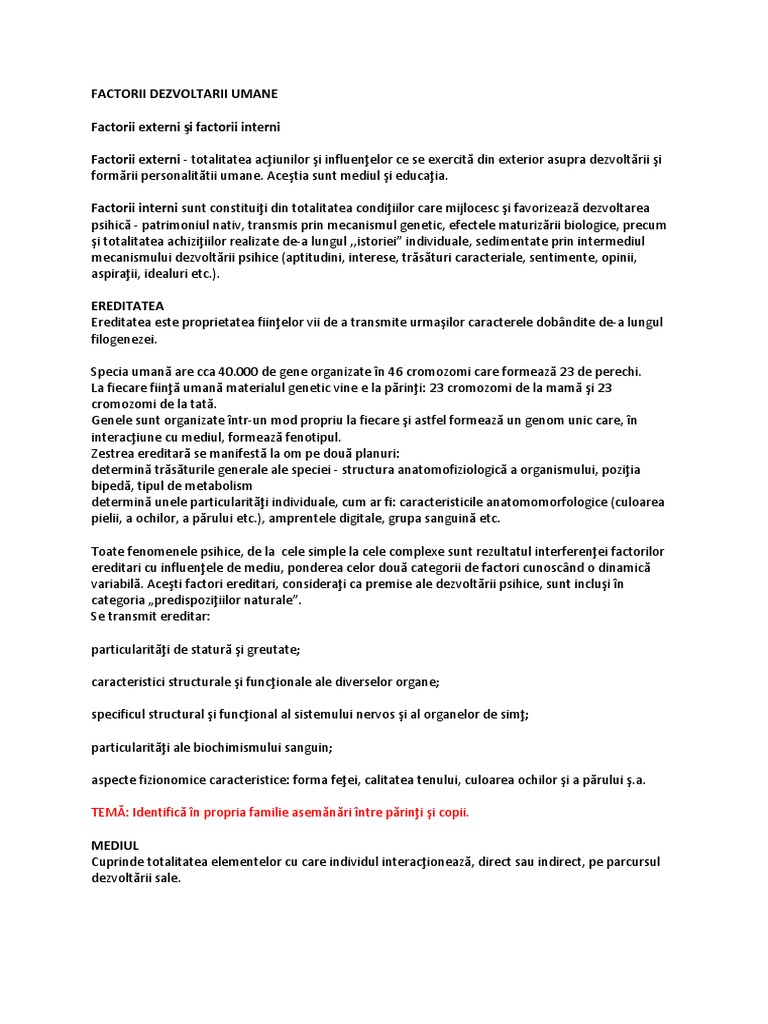 Factorii Dezvoltarii Umane | PDF